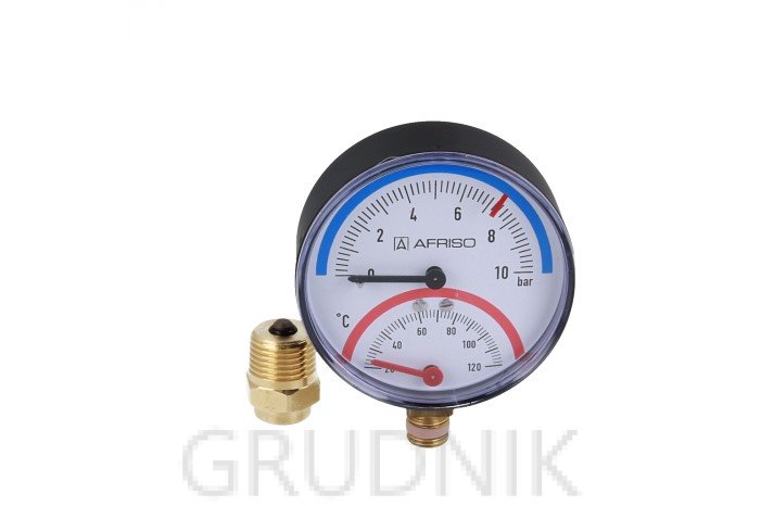 Termomanometr TM 80 rad,fi80 mm, 0÷10 bar, 20÷120st.C, G1/4" rad, kl. 2,5 AFRISO 63339 924789